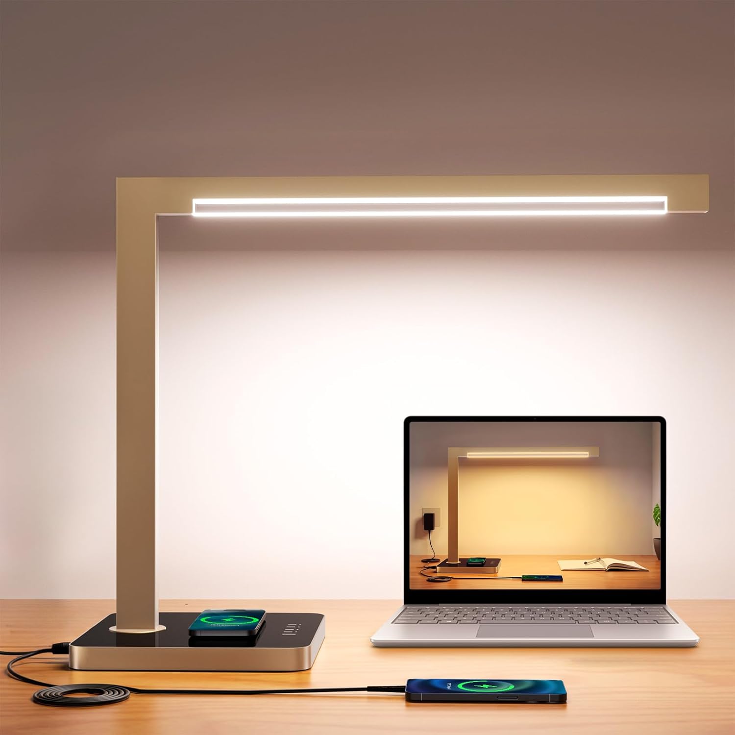 Aluminum LED Desk Lamp with Charging Station – Hengsense Lighting